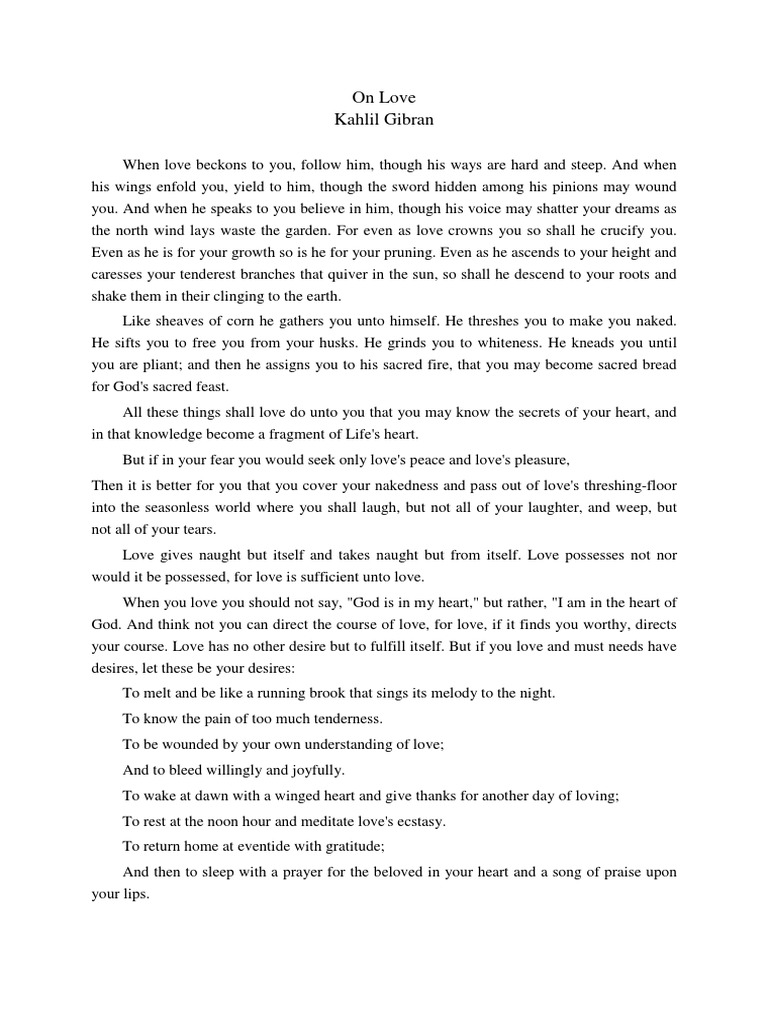 Kahlil Gibran's Insights on Love | PDF