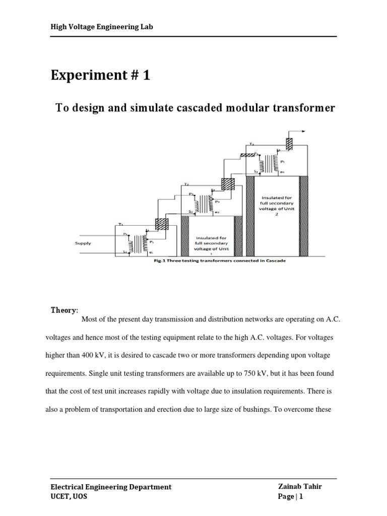 High Voltage Engineering Lab 1 | PDF | Transformer | High Voltage