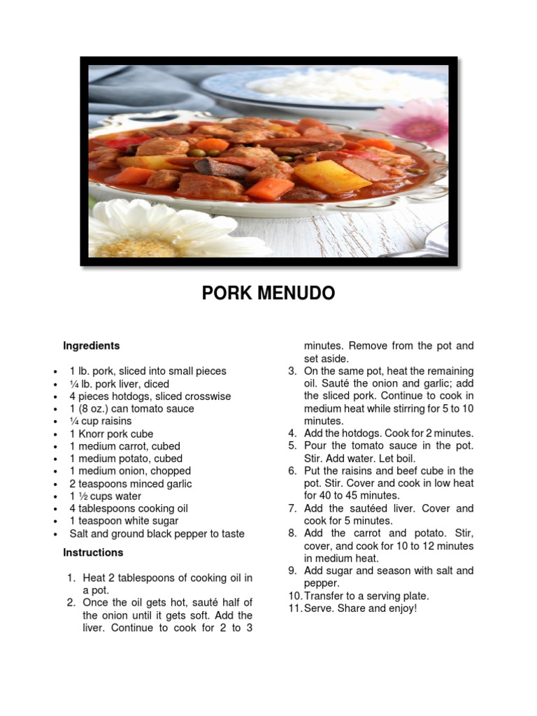 Pork Menudo: Ingredients | PDF