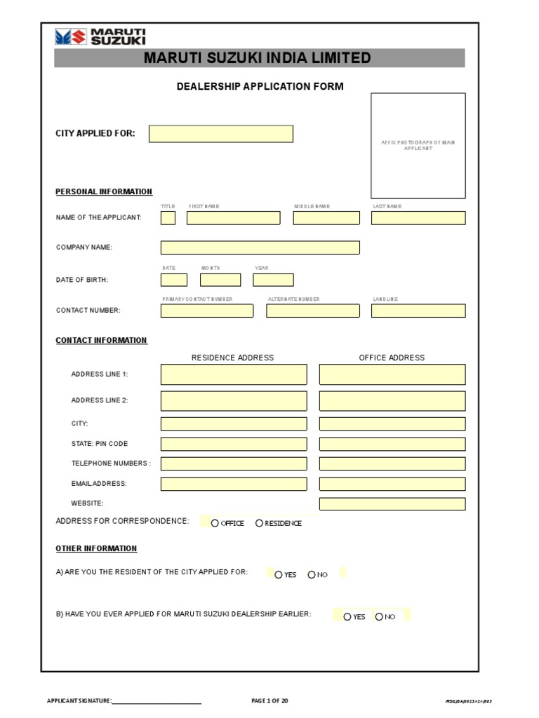 New Dealer Application Form Rev | PDF | Economies | Business