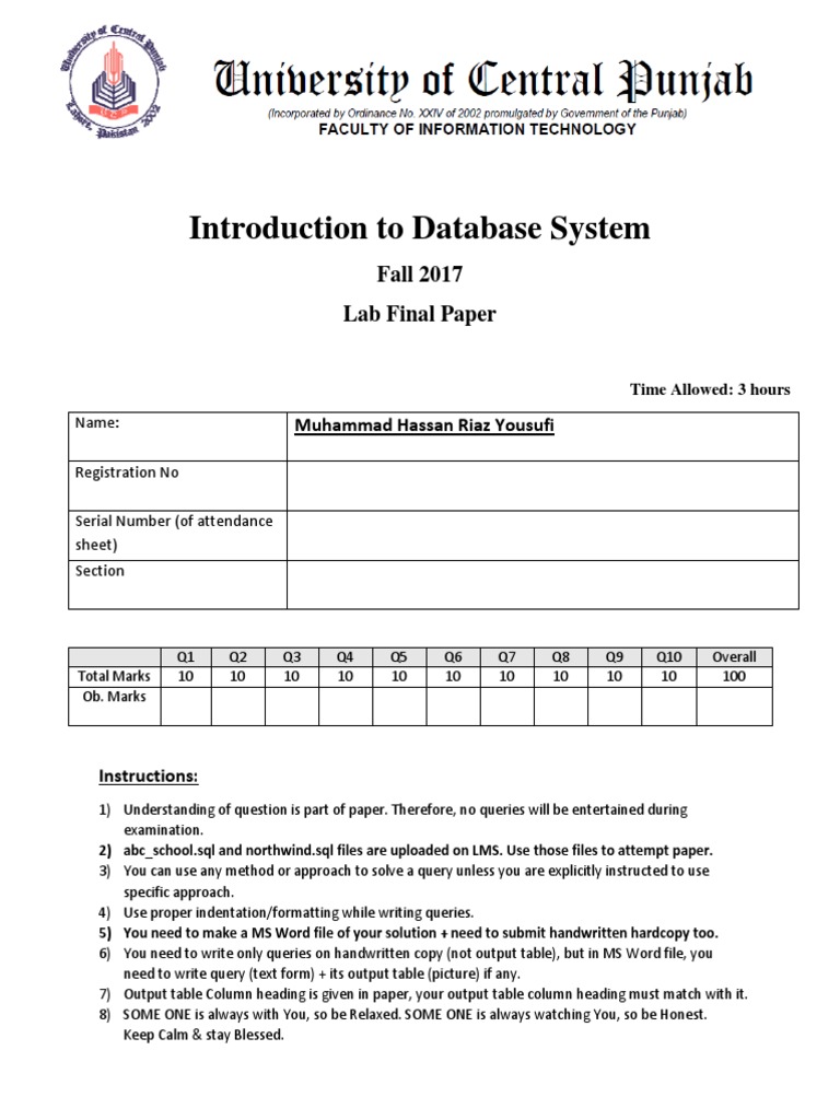 Lab Final Solution | PDF | Table (Database) | Data Model