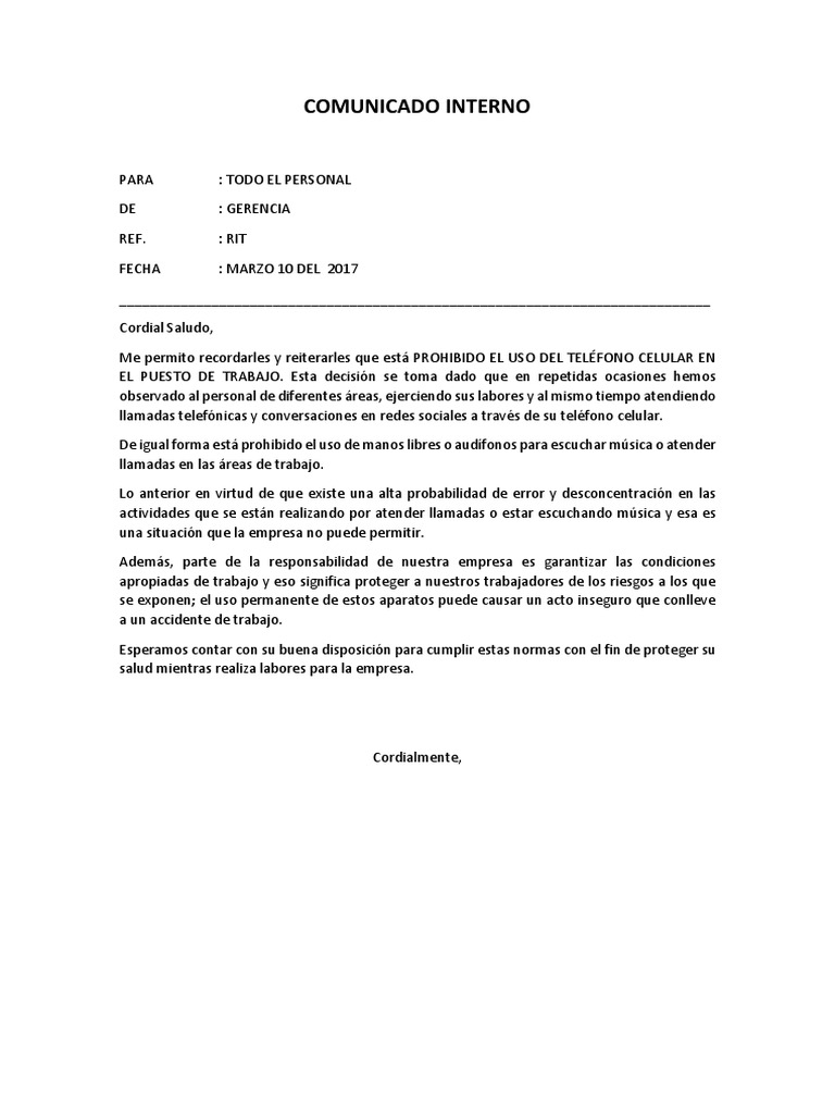 Comunicado Interno | PDF