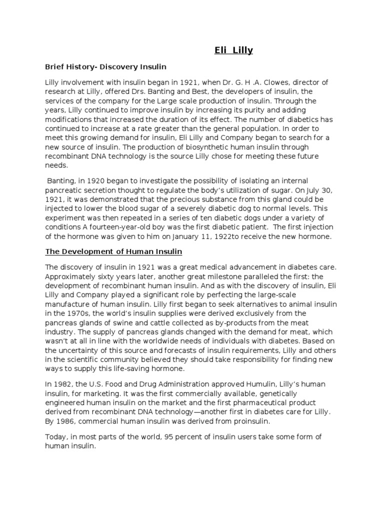 Eli Lilly Insulin & Diabetes | PDF | Diabetes Mellitus | Diabetes ...