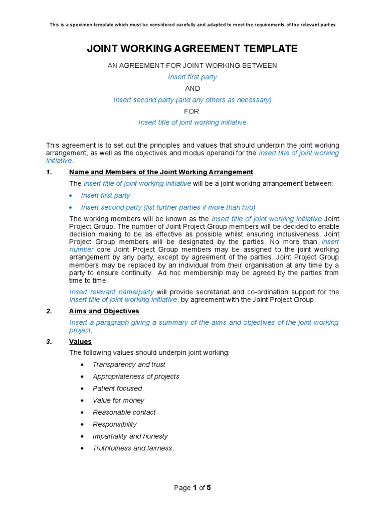 Abpi Joint Working Agreement Template | PDF | Confidentiality | Indemnity
