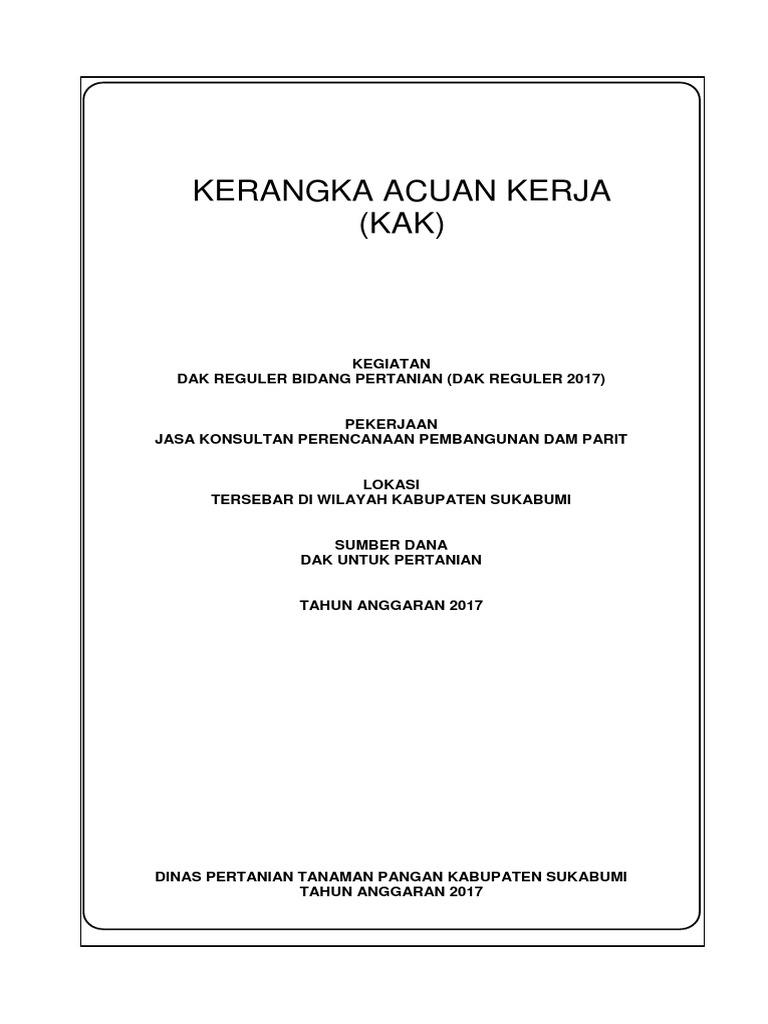 KAK Perencanaan Dam Parit 2017 | PDF