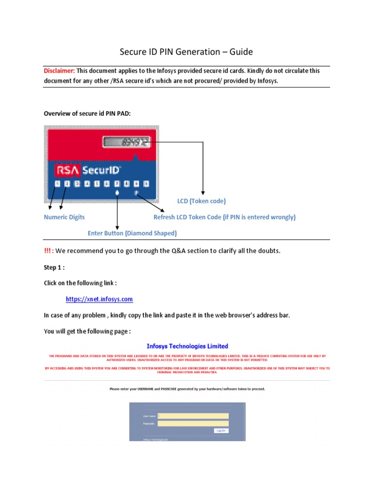 Secure ID PIN Generation - Guide: Disclaimer | PDF | Password ...