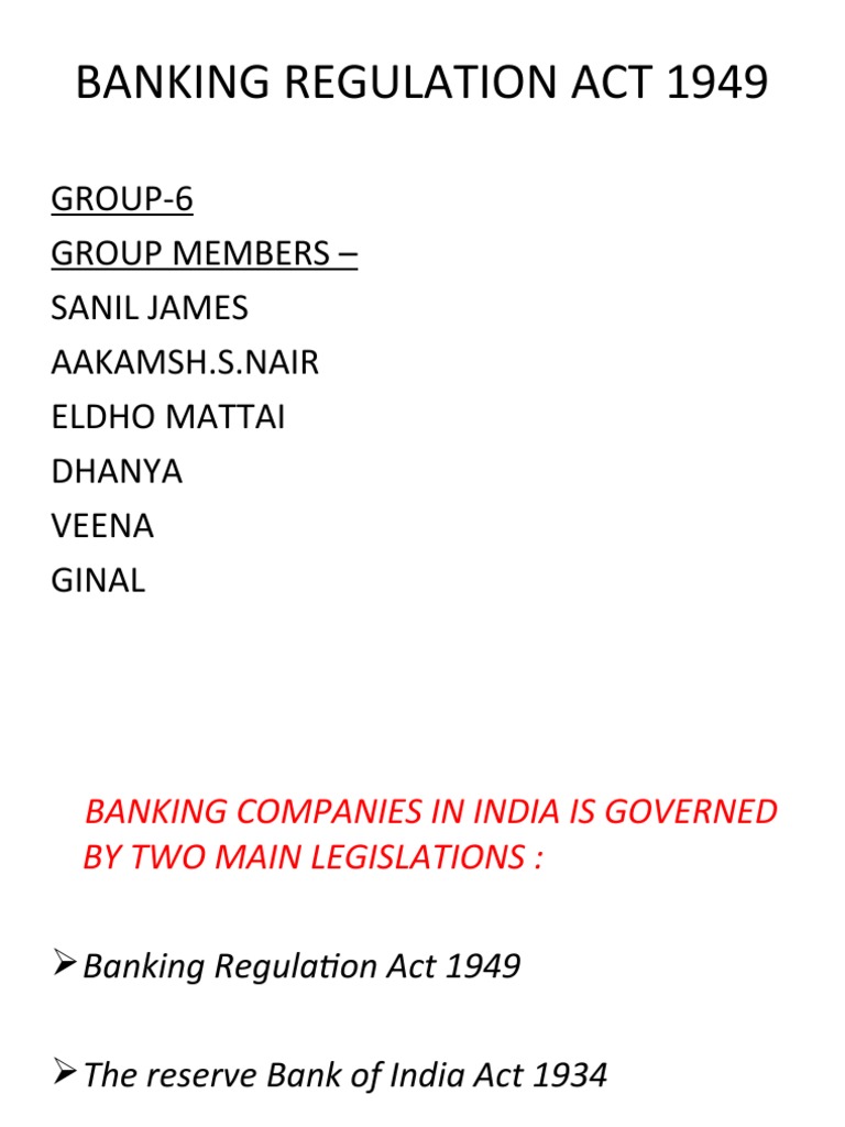 Banking Regulation Act 1949 | PDF | Banks | Reserve Bank Of India