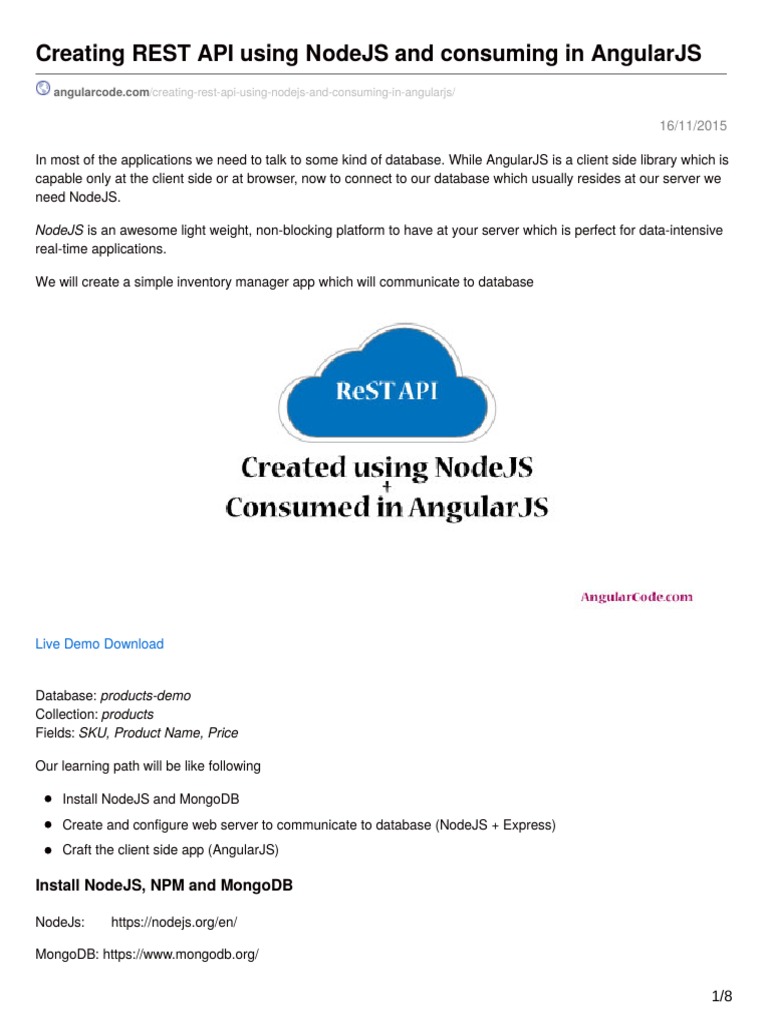 Creating REST API Using NodeJS and Consuming in AngularJS | PDF ...