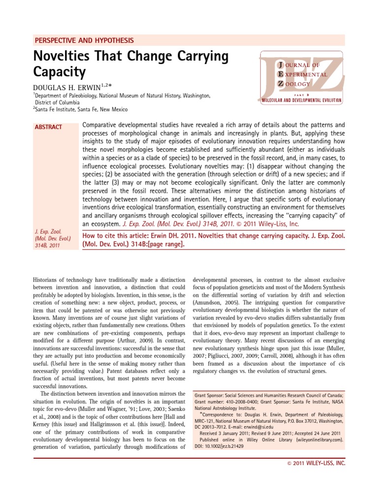 Novelties That Change Carrying Capacity PDF | PDF | Evolutionary ...