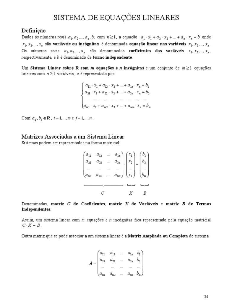 Sistema De Equações Lineares: Definição