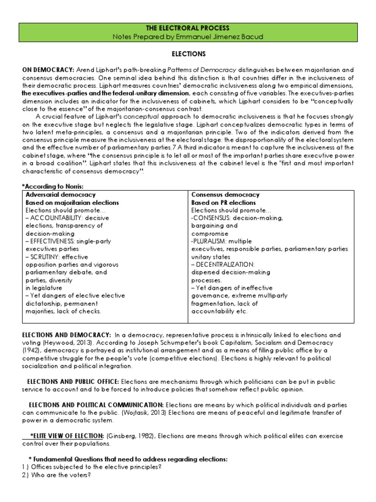 Electoral Process-Notes | PDF | Elections | Voting