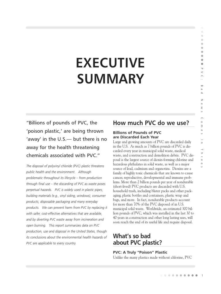 PVC Exe Summary | PDF | Polyvinyl Chloride | Incineration