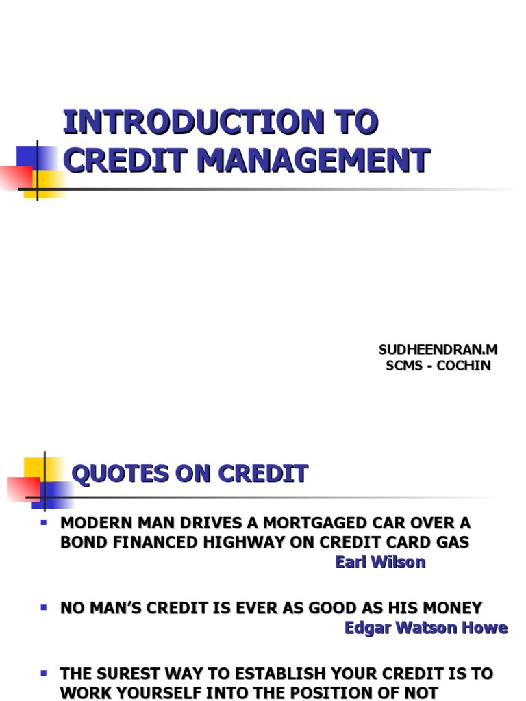 21 Introduction To Credit Management | PDF