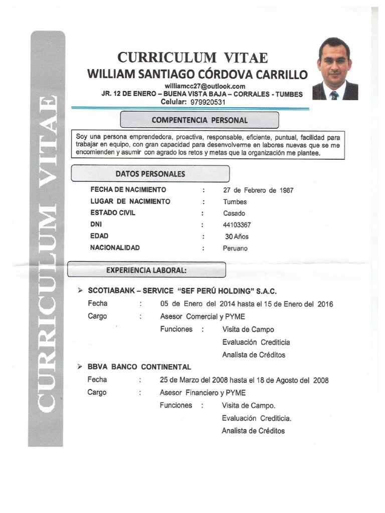 Cv-William Santiago Córdova Carrillo | PDF