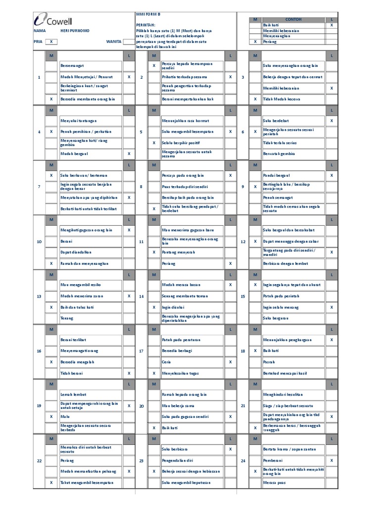 Formulir Tes DISC | PDF