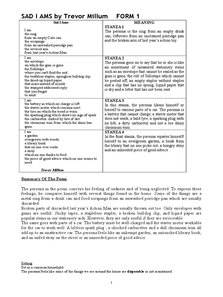 Sad I Ams | Download Free PDF | Poetry | Semiotics