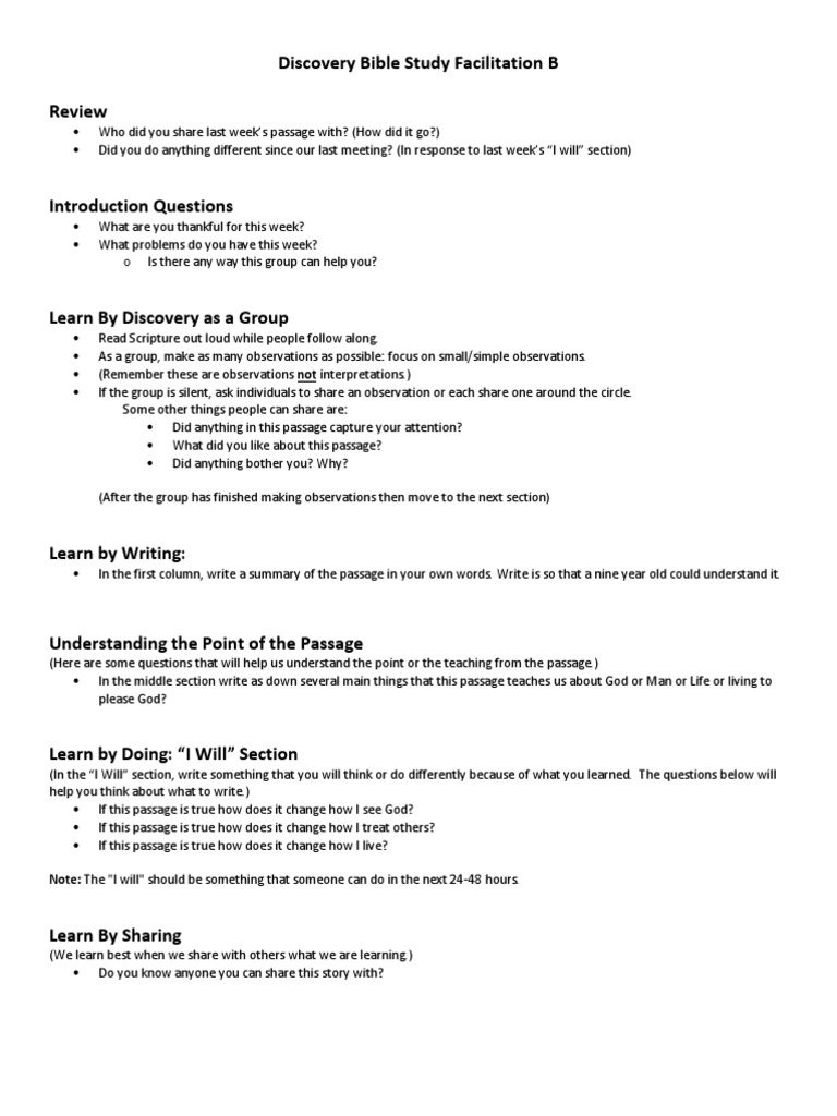 Discovery Bible Study Facilitation Detailed B | PDF