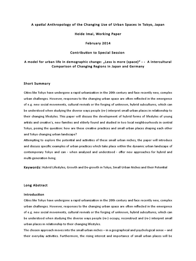 A Spatial Anthropology of The Changing Use of Urban Spaces in Tokyo ...