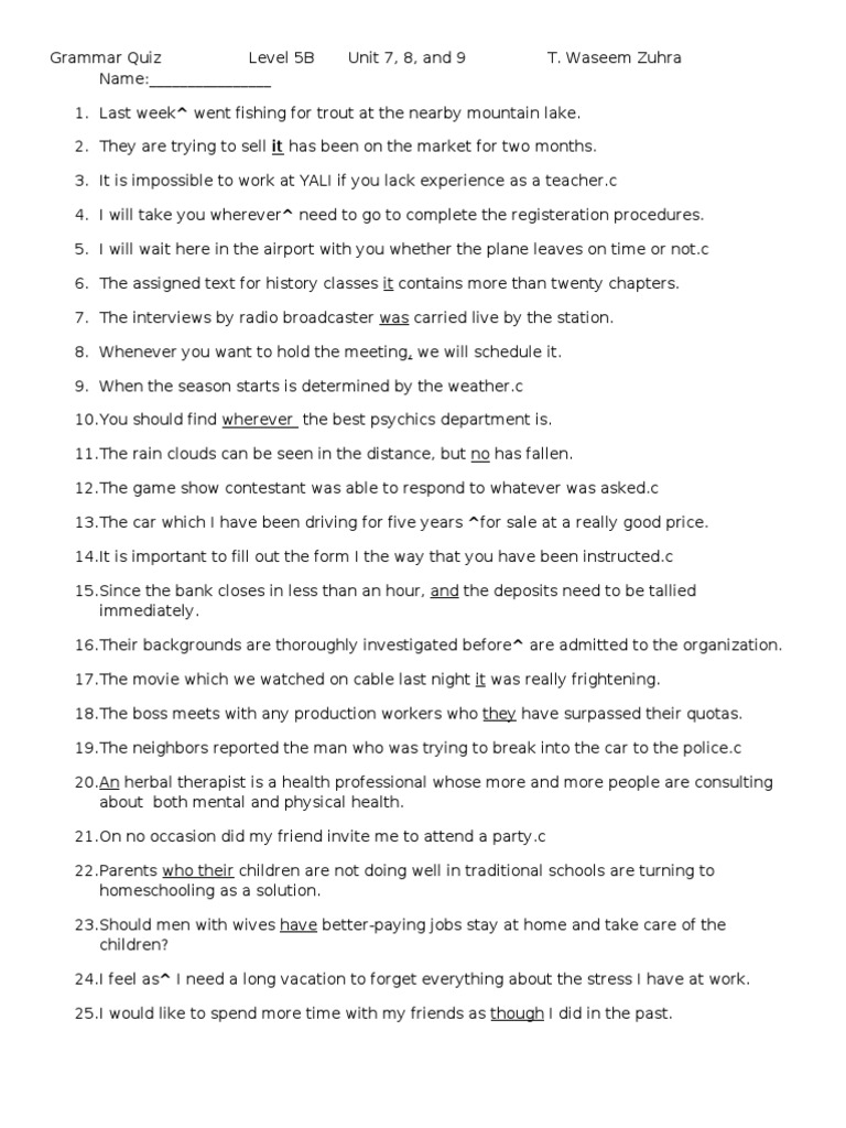 5B Unit 7,8, and 9 Grammar Answer Keys | PDF