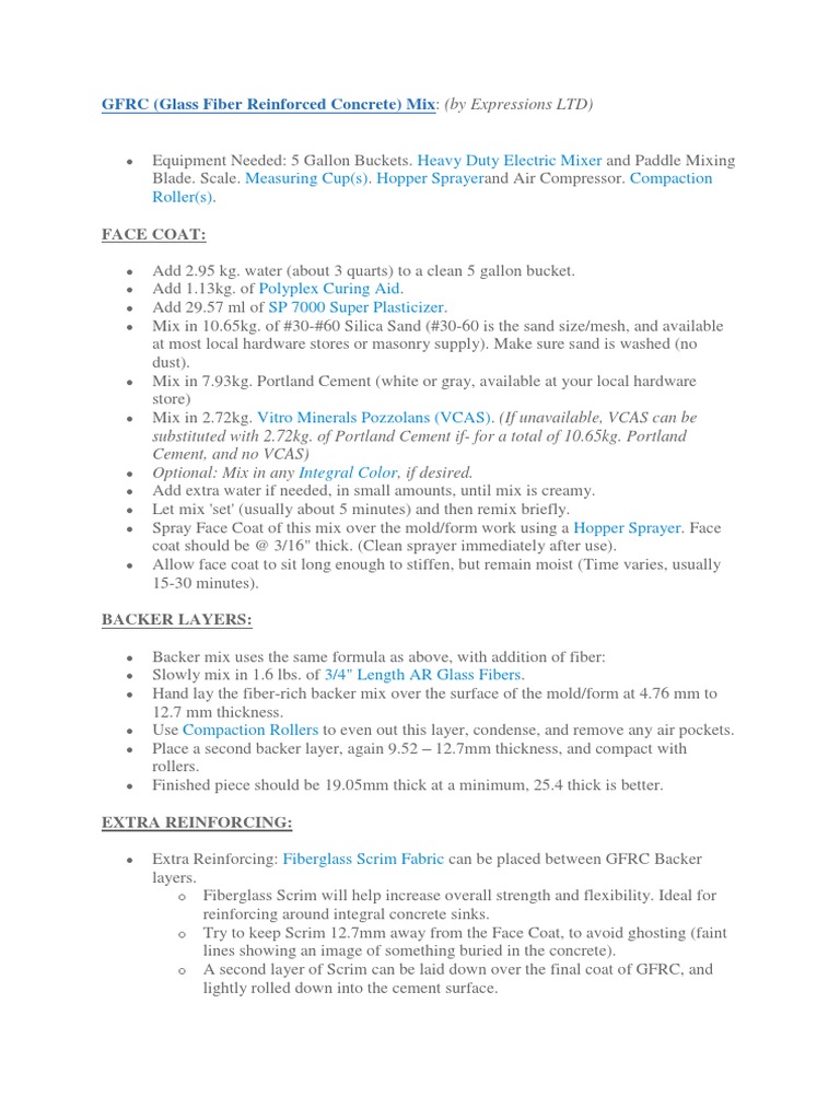 GFRC Mix | PDF | Fiberglass | Concrete