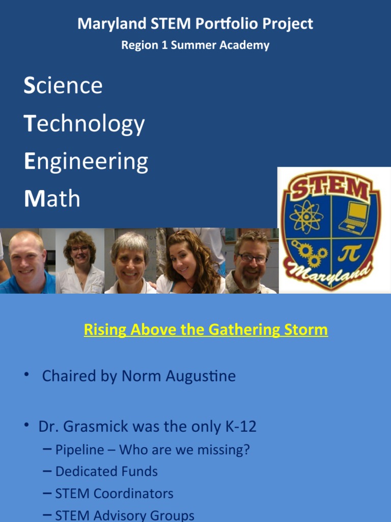 Science Technology Engineering Math: Maryland STEM Portfolio Project ...