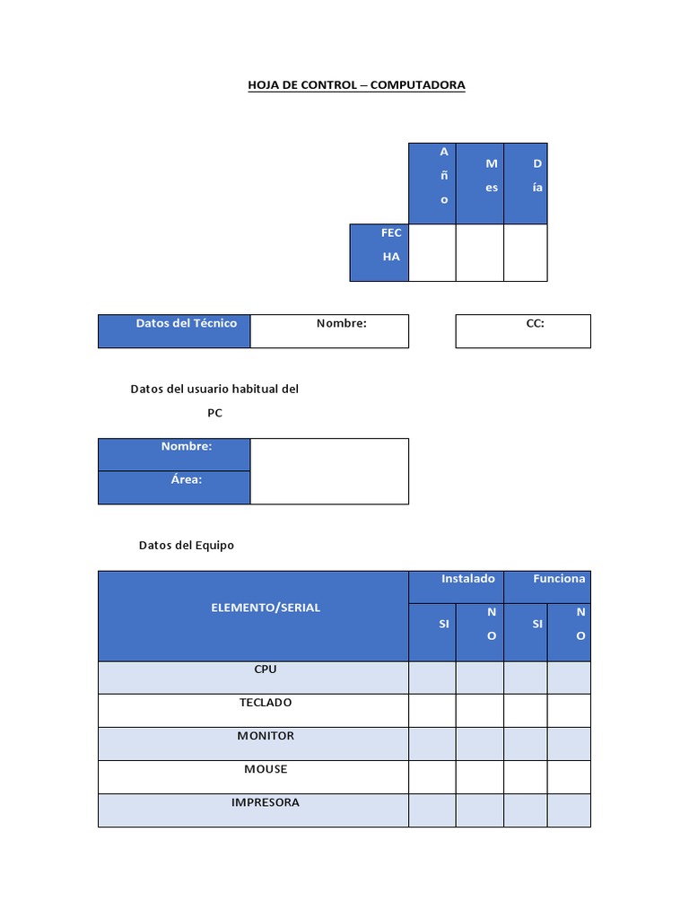 Hoja de Control | PDF