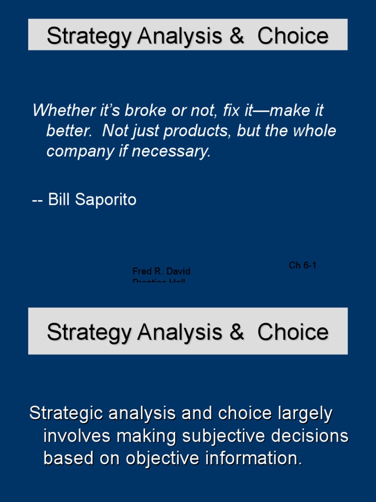 Strategy Analysis & Choice | PDF | Strategic Management | Business ...