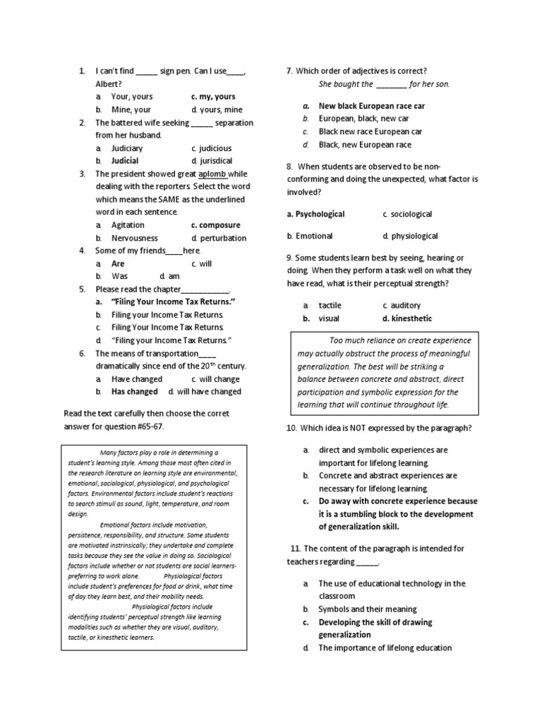 Gen.ed. Reviewer | Learning Styles | Nature