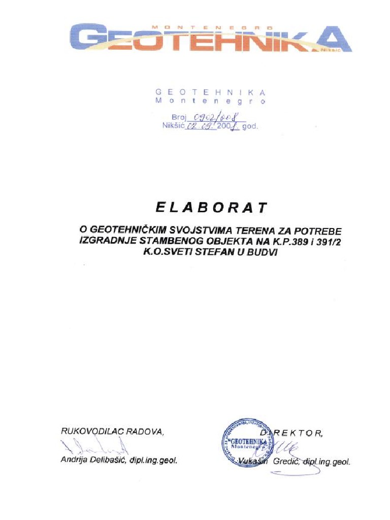 Geo Tehnicki Elaborat | PDF