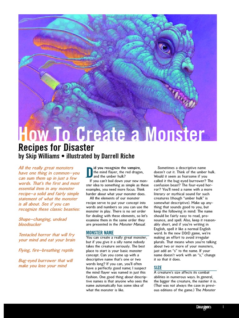 How To Create A Monster PDF | PDF | Dungeons & Dragons | D20 System