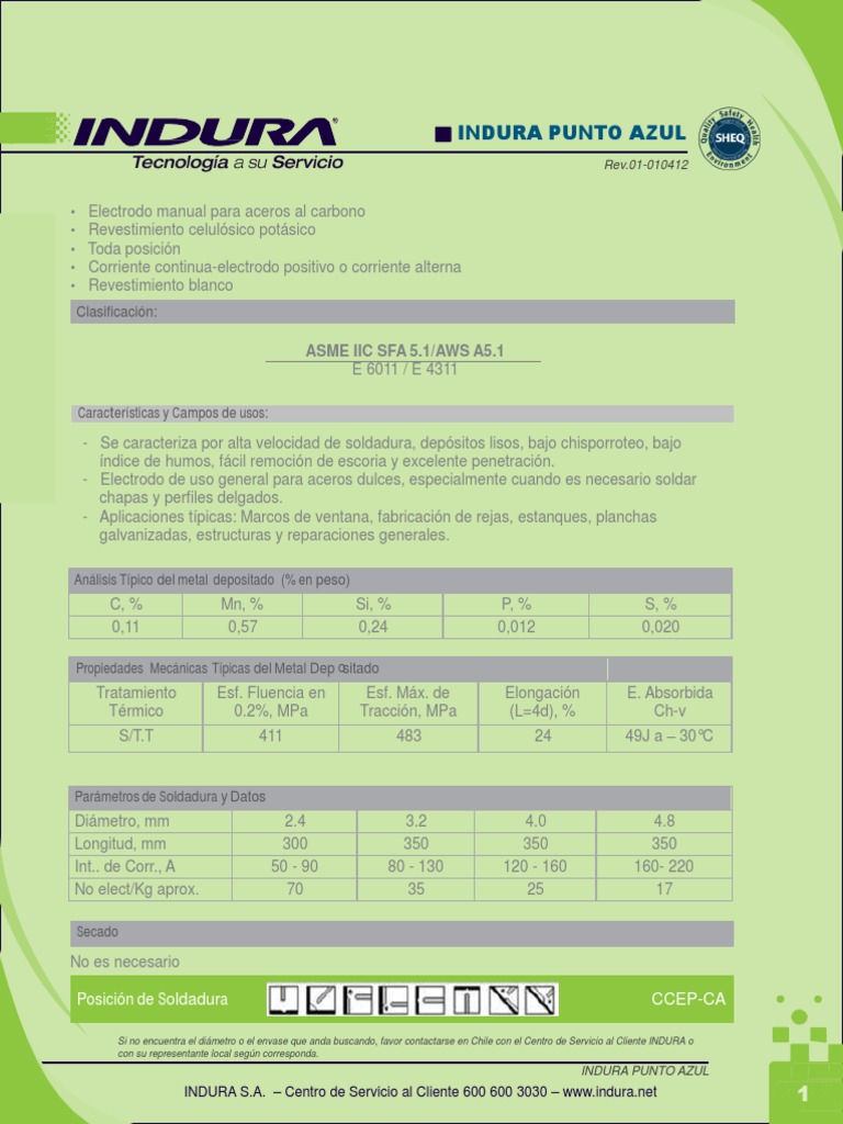 Indura Punto Azul: Asme Iic Sfa 5.1/aws A5.1 | PDF | Soldadura | Construcción
