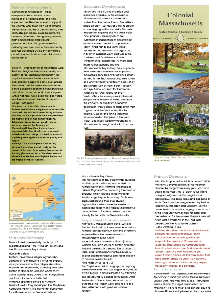 Colonial Massachusetts | PDF | Massachusetts Bay Colony | Plymouth Colony
