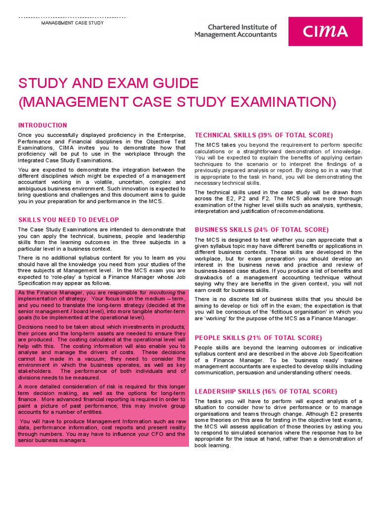 Case Study Examnation | PDF | Test (Assessment) | Management Accounting