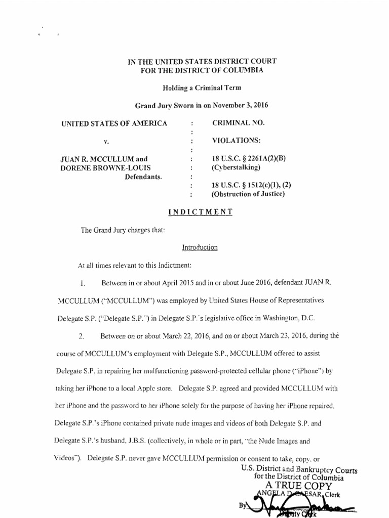 McCullum, Juan and Browne-Louis, Dorene - Indictment - July 2017 | PDF