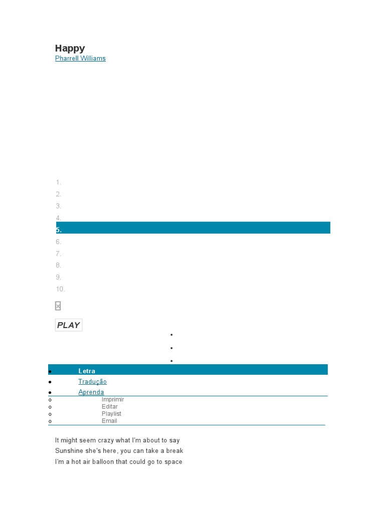 Happy: Pharrell Williams | PDF