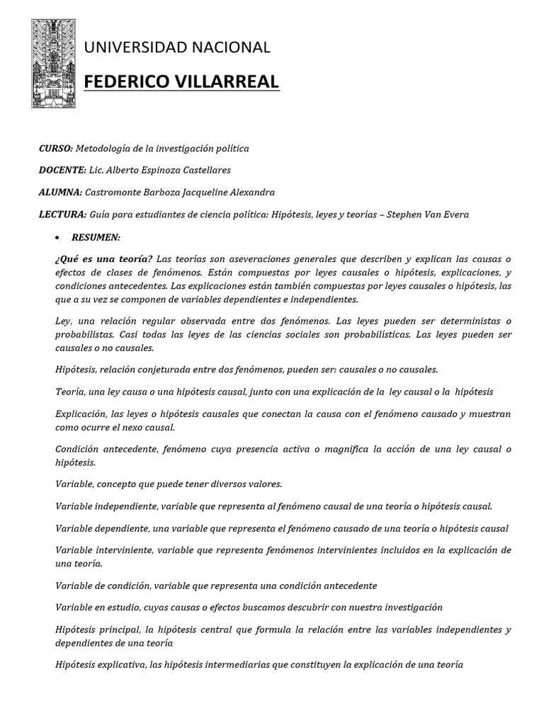Stephen Van Evera - Metodologia de La Investigacion | PDF | Teoría ...