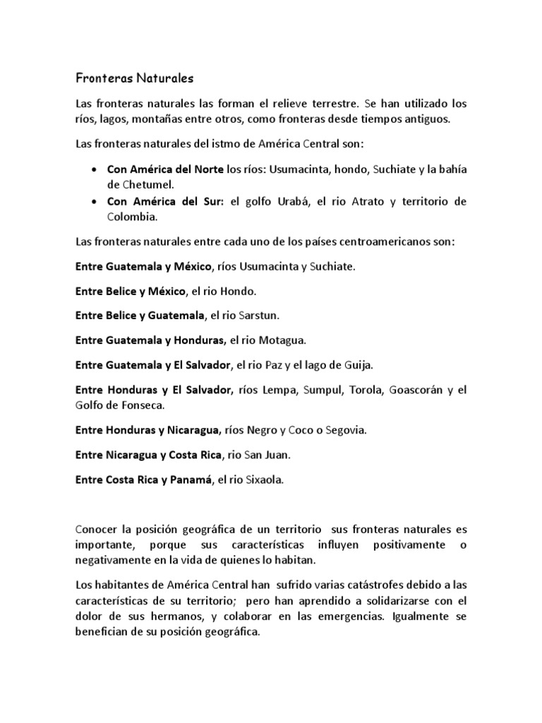 Fronteras Naturales | PDF | Centroamérica | Américas