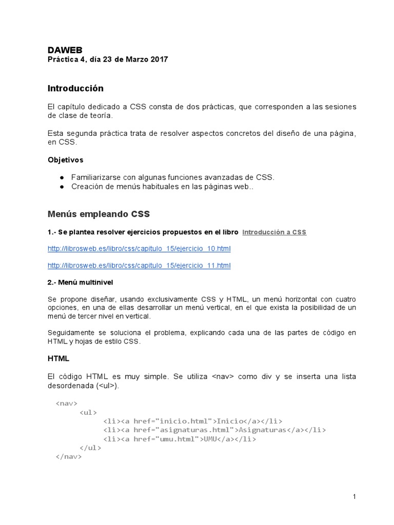 Menu Css | PDF | HTML | Hojas de estilo en cascada