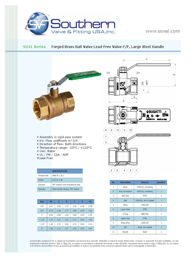 9241 Series Bugatti Ball Valve UL FM NSF61 600WOG | PDF | Valve ...
