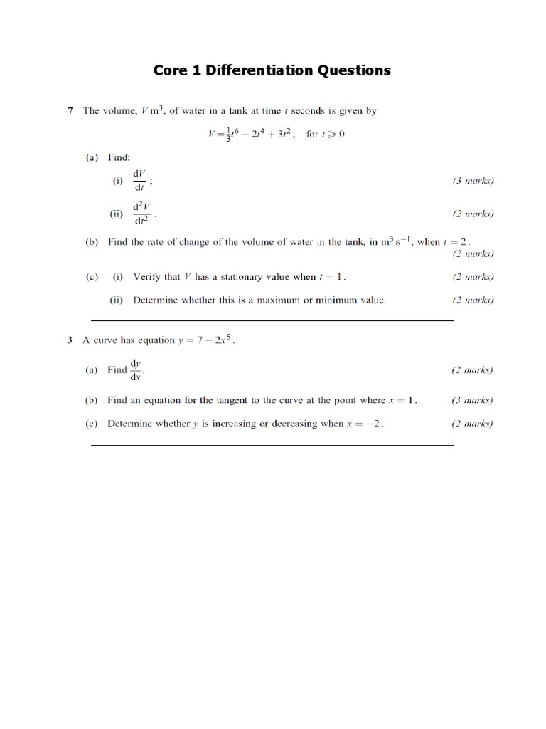 C1 Differentiation | PDF