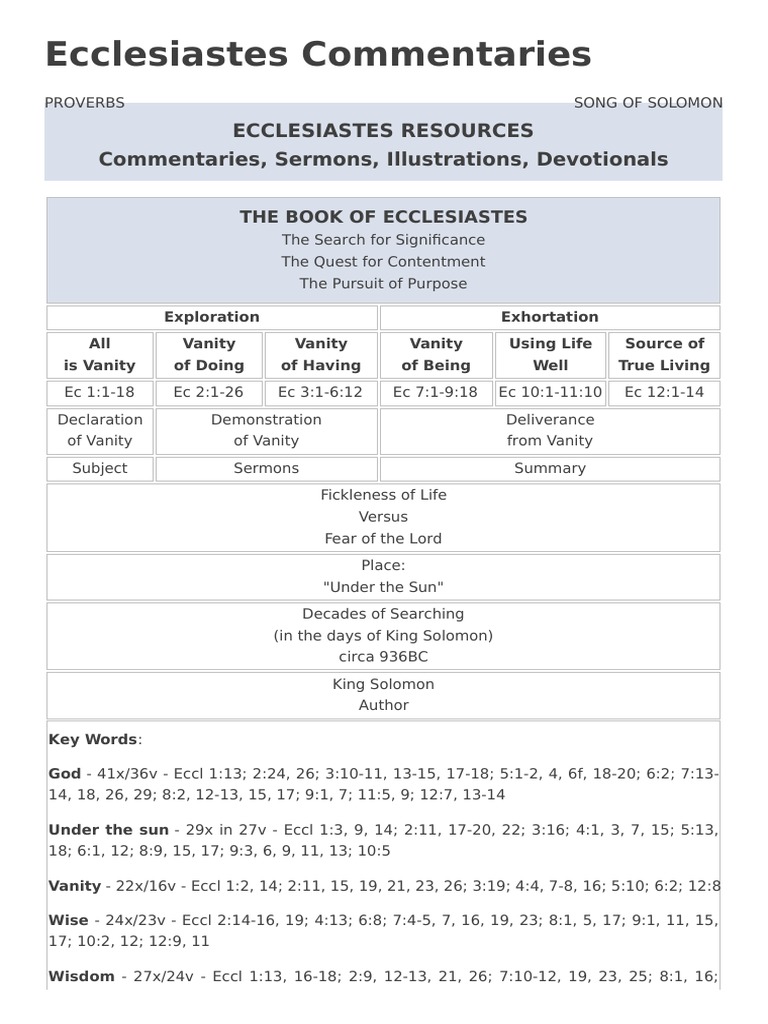 Ecclesiastes Commentaries | PDF | Ecclesiastes | Exegesis
