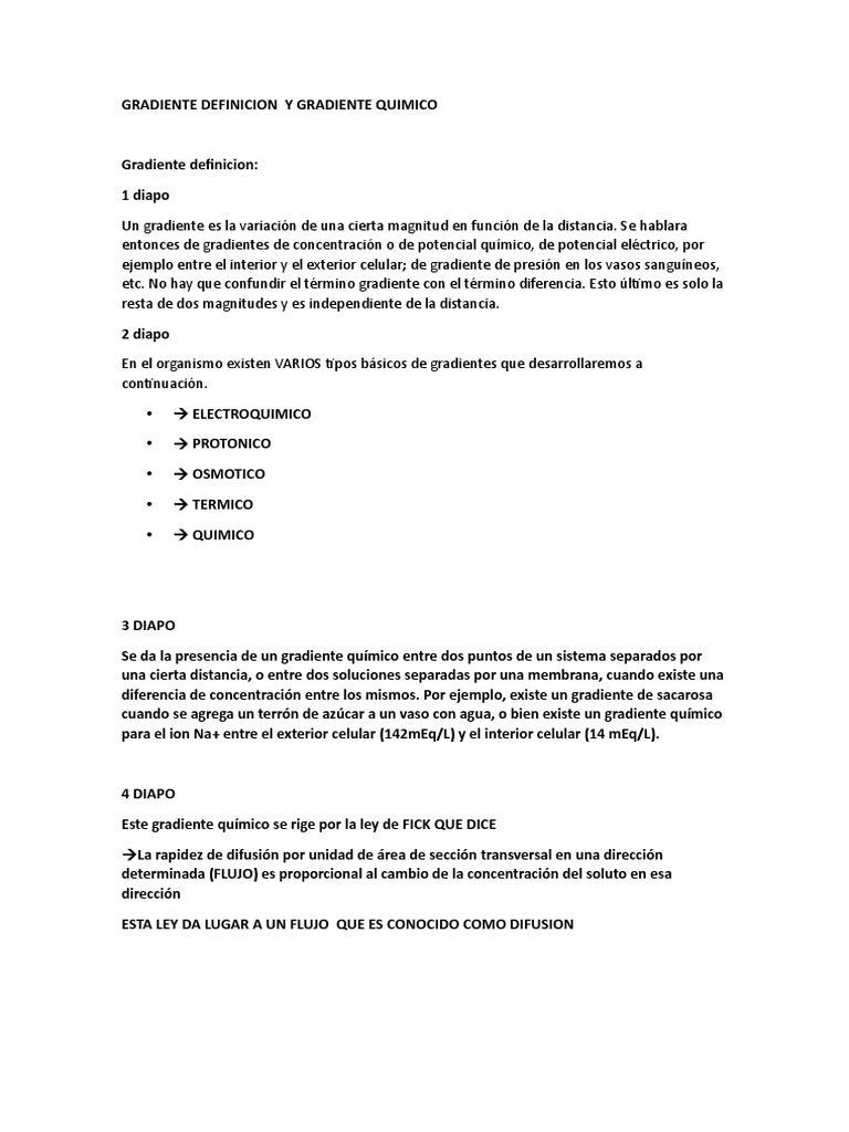 Gradiente Definicion y Gradiente Quimico | PDF | Degradado | Concentración