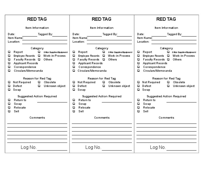 Red Tag Red Tag Red Tag: Log No. Log No. Log No | PDF | Business