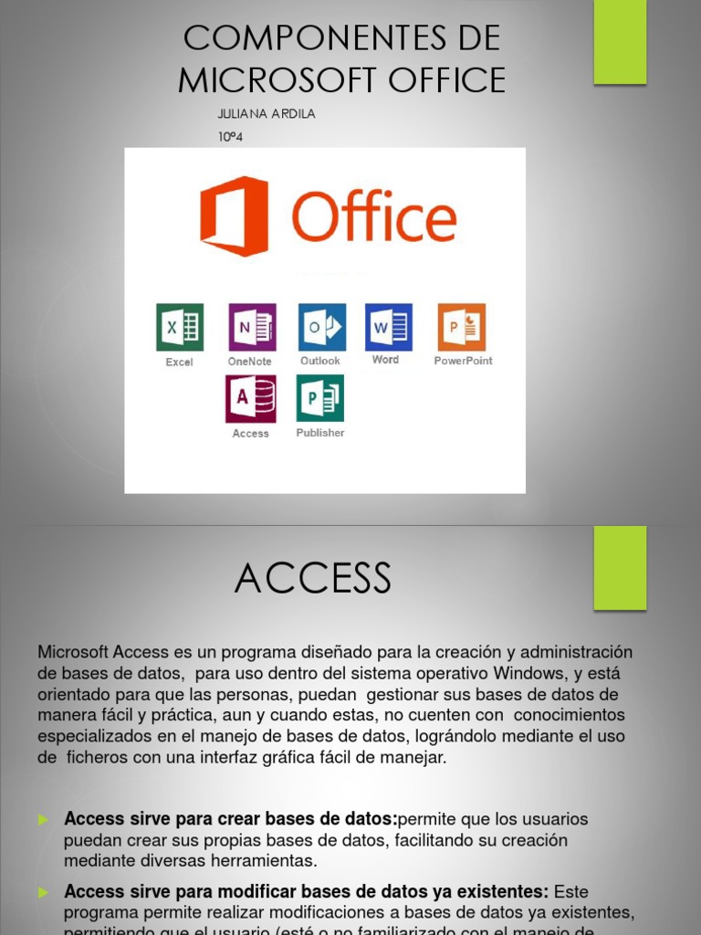 Componentes de Microsoft Office | PDF | Microsoft | Bases de datos