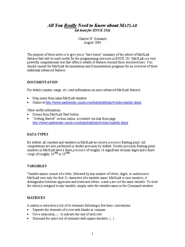All You Need To Know About MATLAB | PDF | Control Flow | Parameter ...