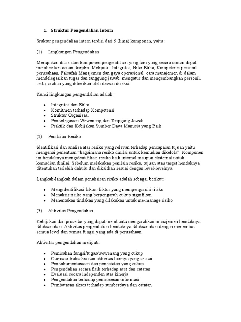 Struktur dan Elemen Pengendalian Intern | PDF