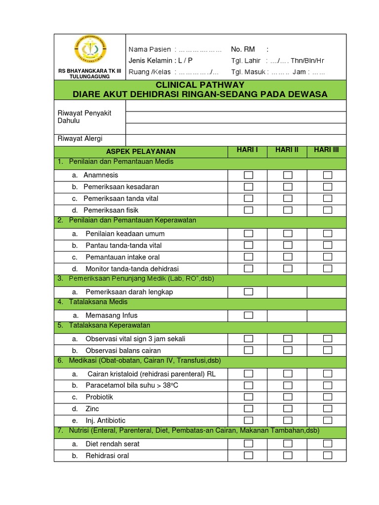 Clinical Pathway DIARE AKUT PADA ANAK Kertas A4 | PDF