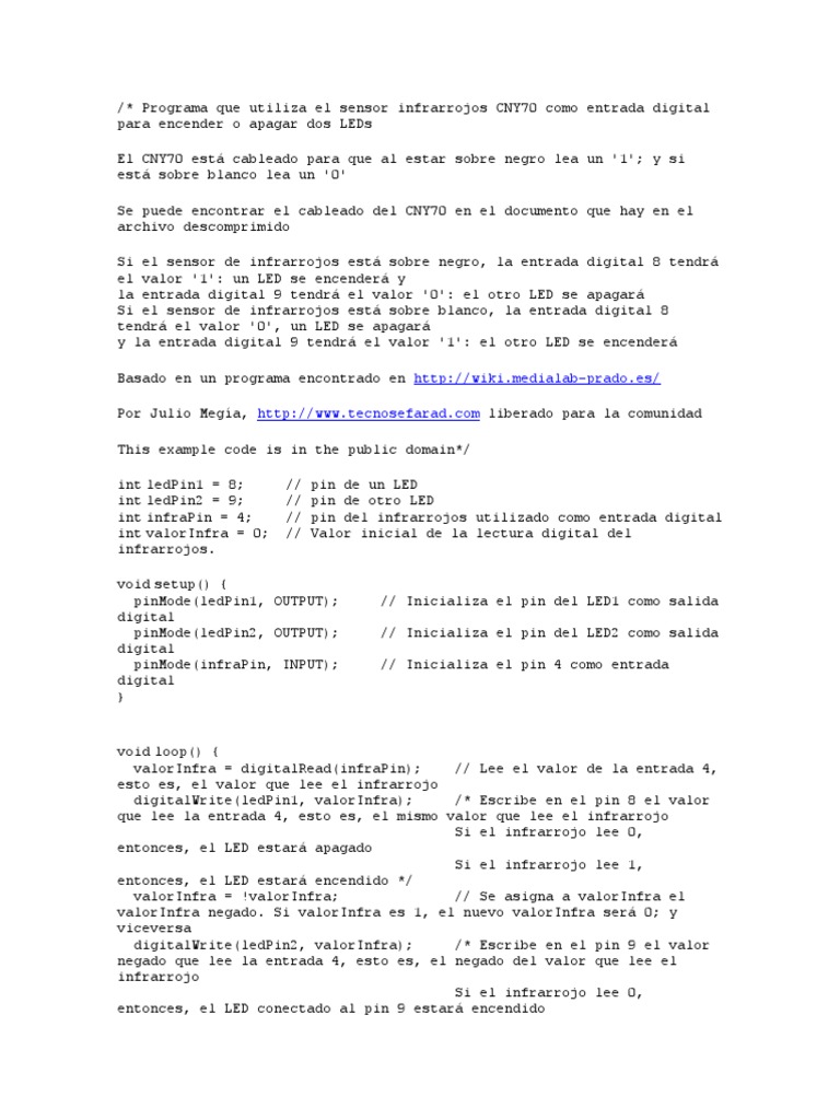 Programa Sensor CNY70 | PDF