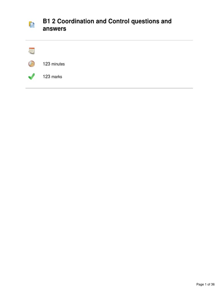 B1 2 Coordination & Control Questions and Answers | PDF | Combined Oral ...