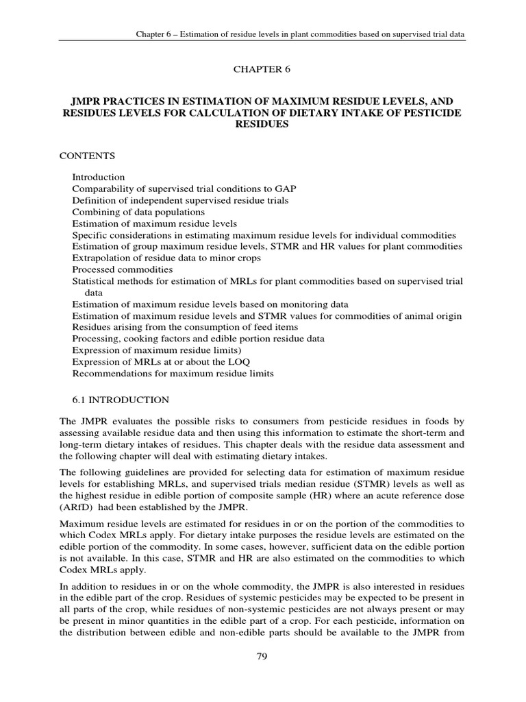 JMPR MRL Estimation | PDF | Student's T Test | Mann–Whitney U Test